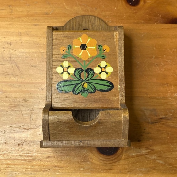 Storage & Organization | Vintage Hand Painted Wooden Match Dispenser ...